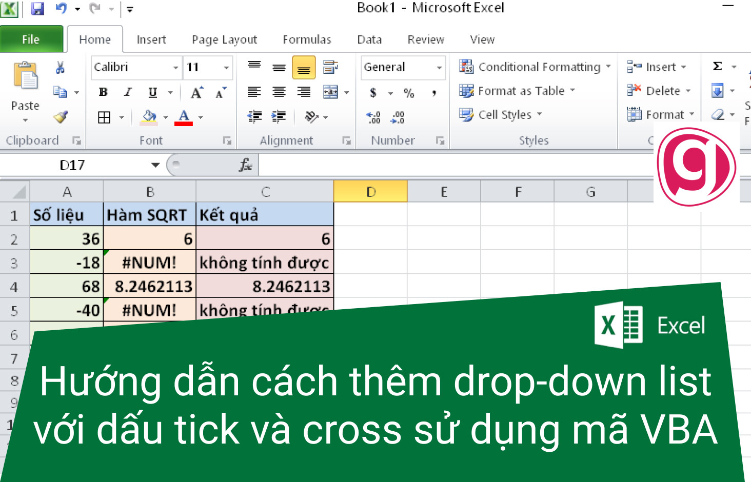 Hướng dẫn cách thêm drop-down list với dấu tick và dấu cross trong Excel sử dụng mã VBA